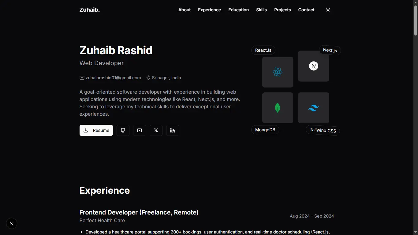 Zuhaib Rashid - Frontend Developer in Srinagar, Kashmir